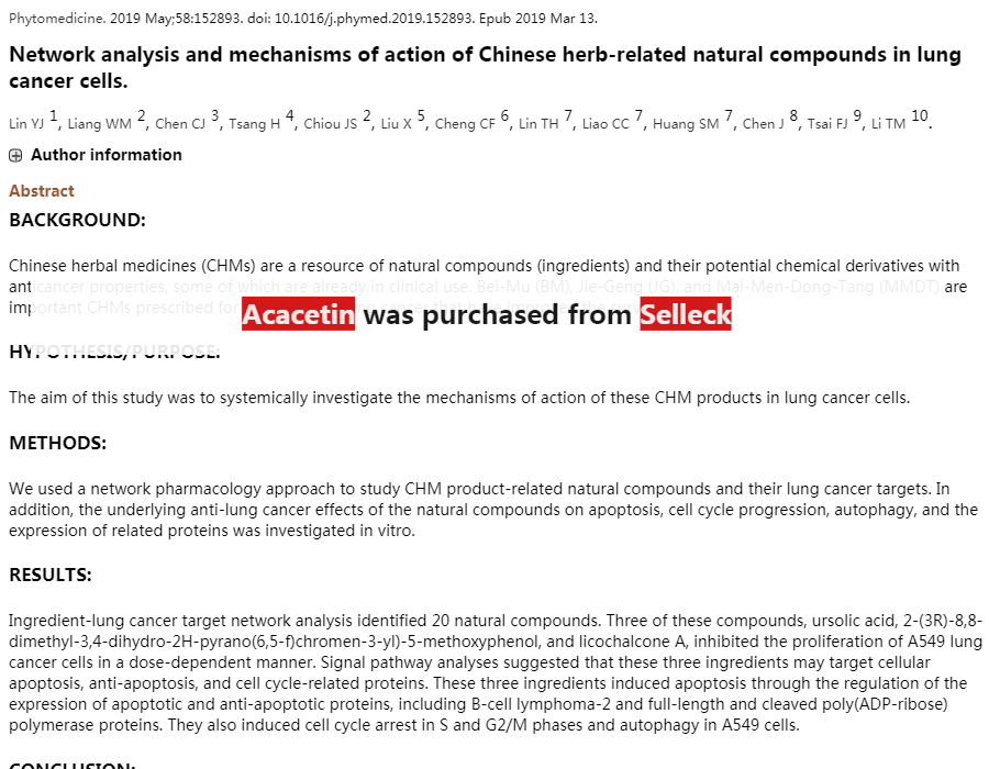 Acacetin | Immunology & Inflammation related 阻害剤