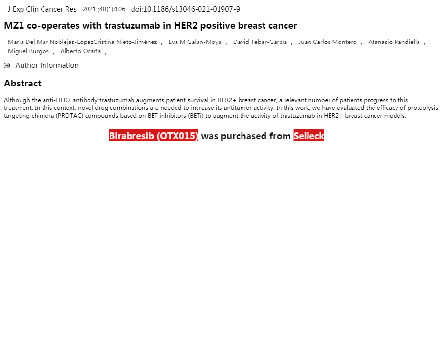 Birabresib (OTX015) | エピジェネティックリーダードメイン 阻害剤