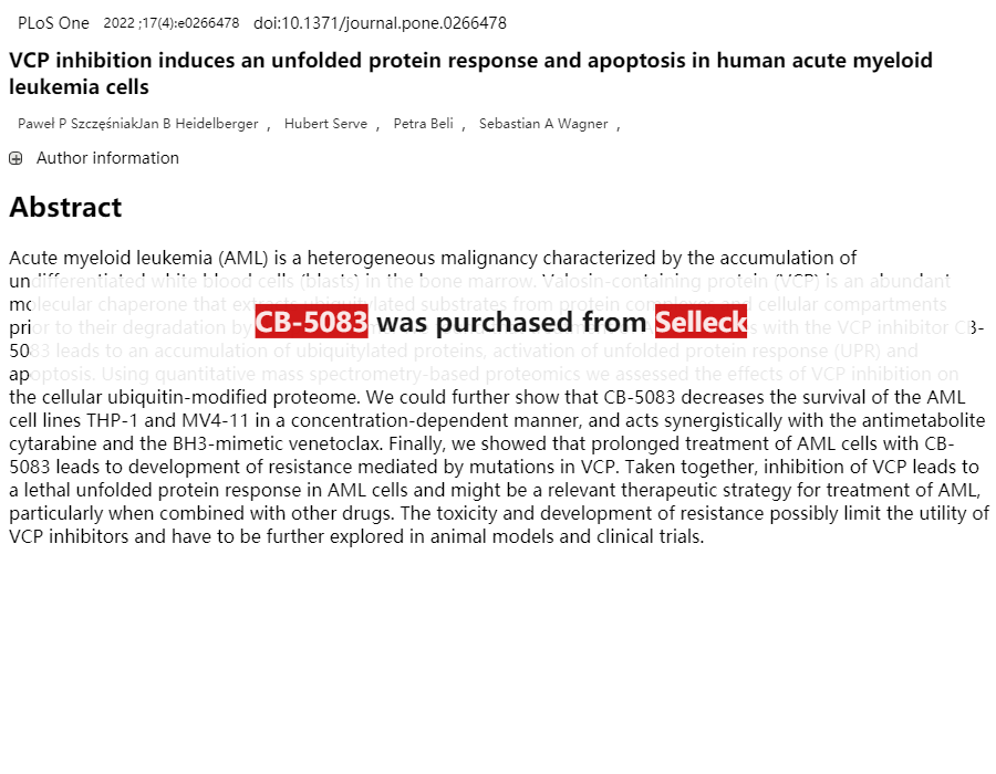 CB-5083 | ATPase 阻害剤