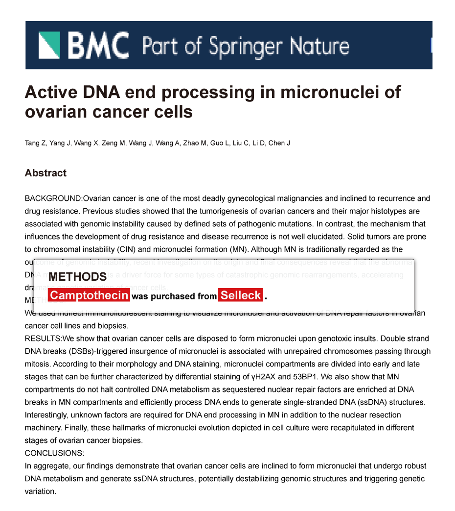 Camptothecin (NSC-100880) | ADC Cytotoxin 阻害剤