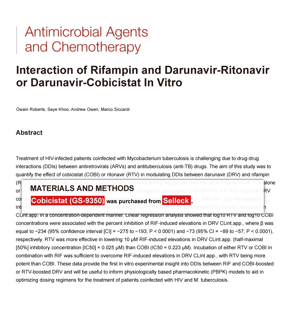 Cobicistat (GS-9350) | P450 (e.g. CYP17) 阻害剤