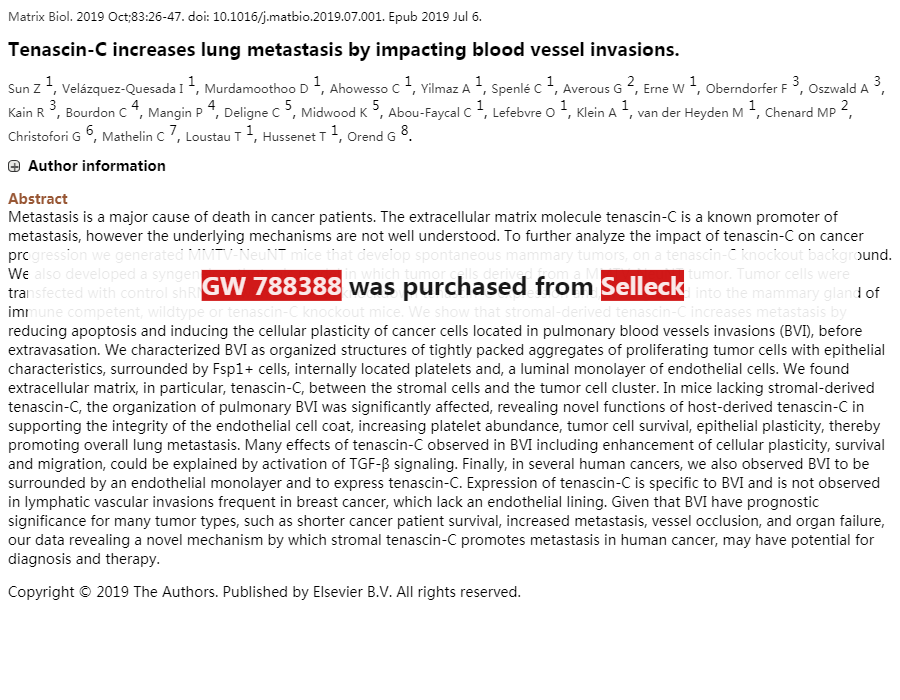 GW788388 | TGF-beta/Smad 阻害剤