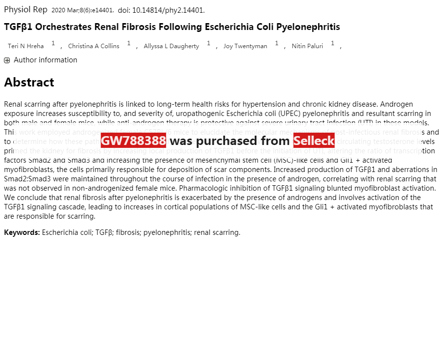 GW788388 | TGF-beta/Smad 阻害剤