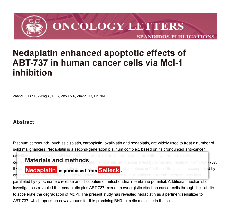 Nedaplatin | DNA/RNA合成 阻害剤