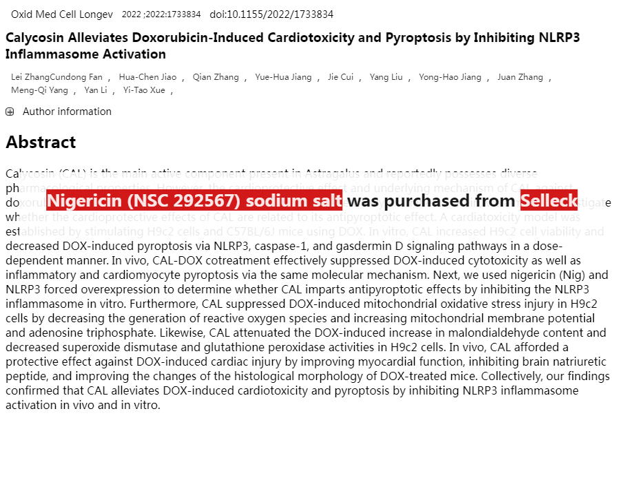 Nigericin (NSC 292567) sodium salt | Antineoplastic and ...