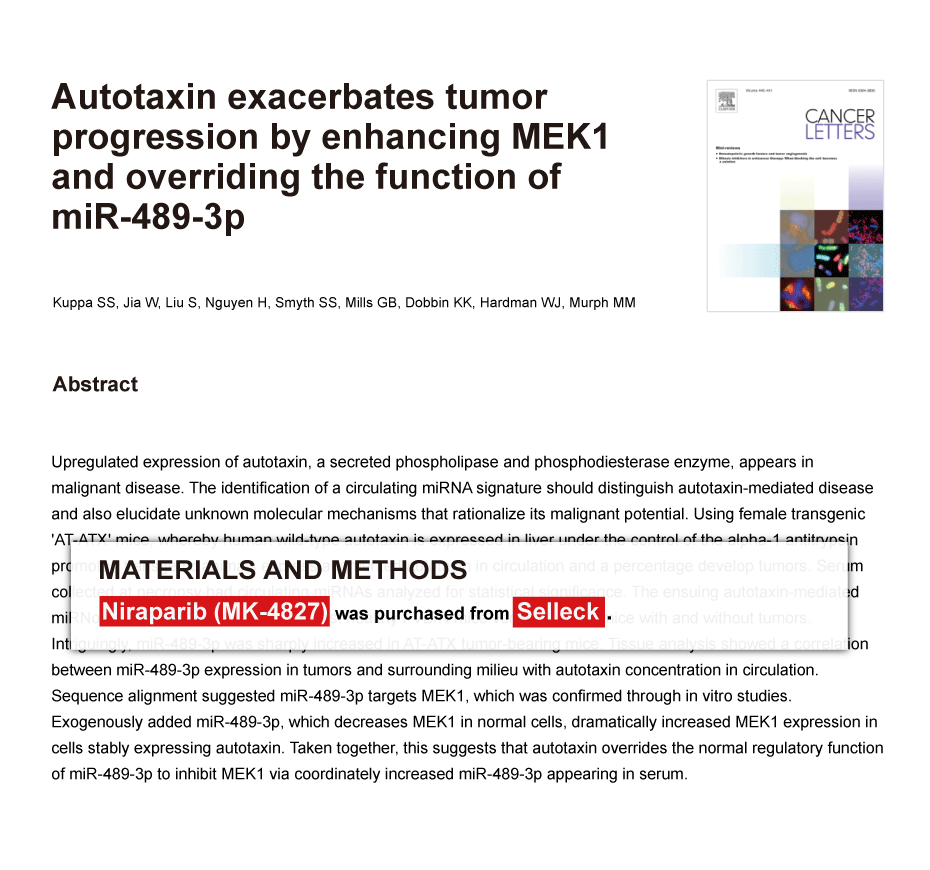 Niraparib (MK-4827) | PARP 阻害剤