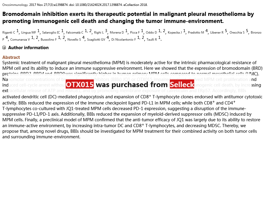 Birabresib (OTX015) | エピジェネティックリーダードメイン 阻害剤