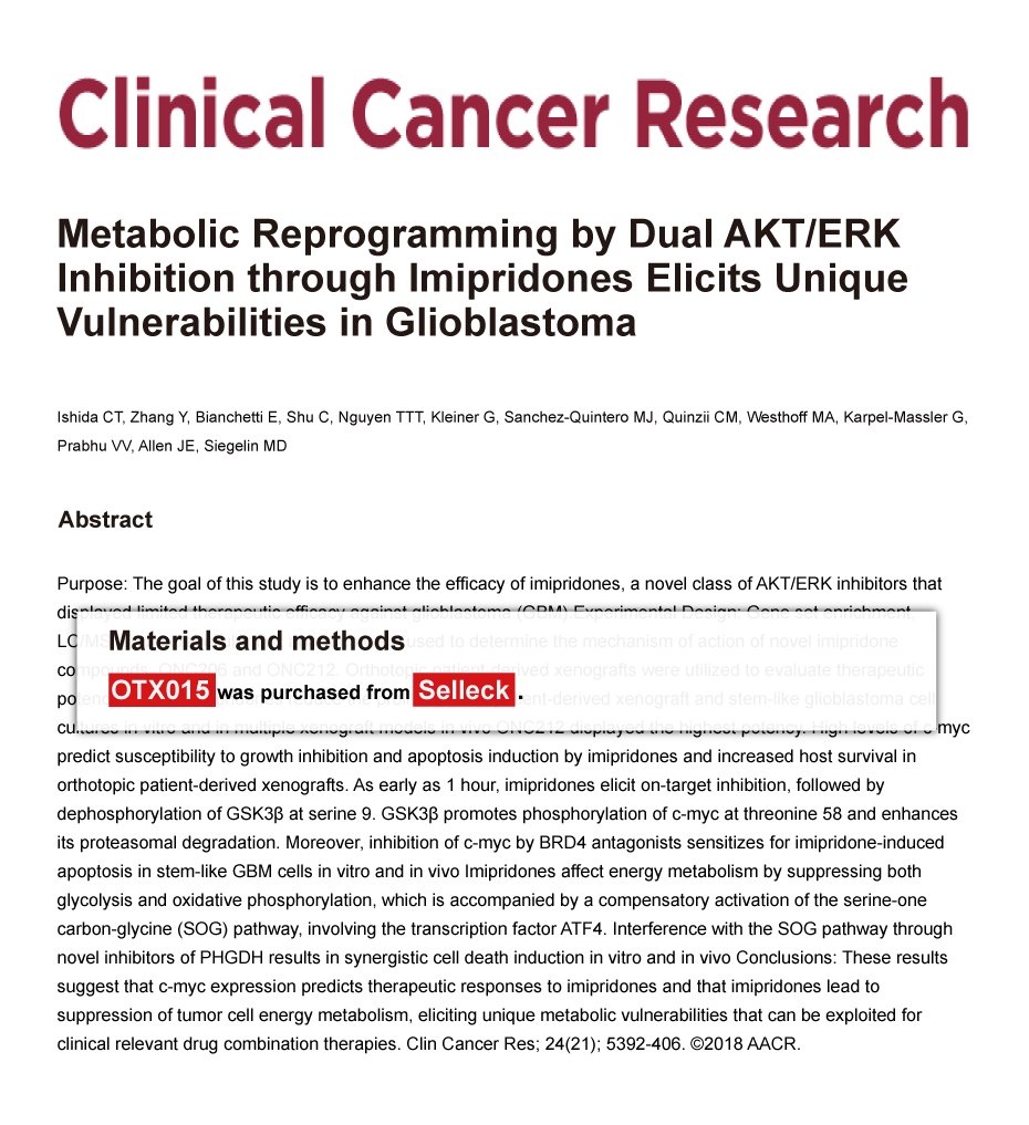 Birabresib (OTX015) | エピジェネティックリーダードメイン 阻害剤