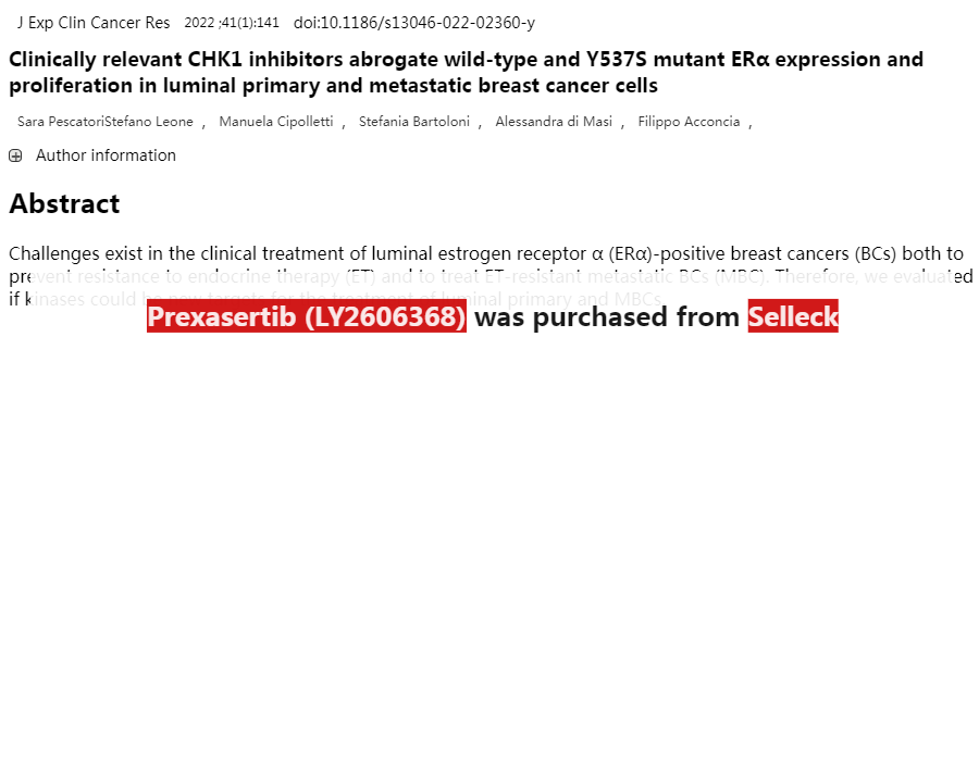 Prexasertib (LY2606368) | ≥99%(HPLC) | Selleck | Chk 阻害剤