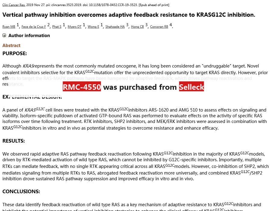 RMC-4550 | phosphatase 阻害剤