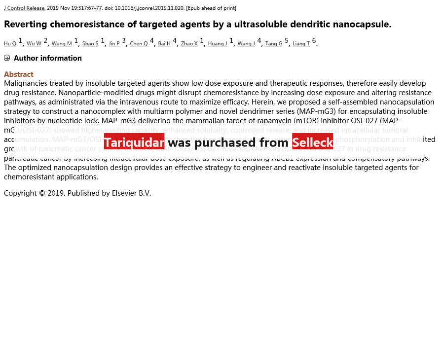 Tariquidar (XR9576) | P-gp 阻害剤