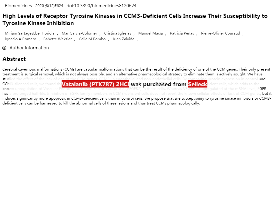 Vatalanib (PTK787) 2HCl | VEGFR 阻害剤